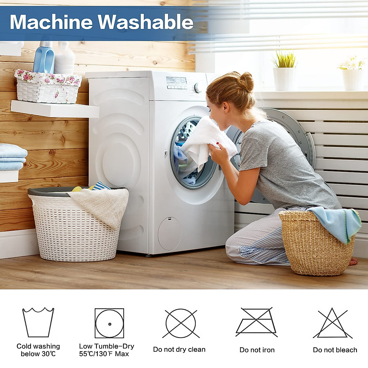 Premium Waterproof Bamboo Mattress Protector Queen Size for Cooling & Breathable,Ultra Soft Mattress Pad Cover,18 Inch Deep Pocket Fitted 8"-21"