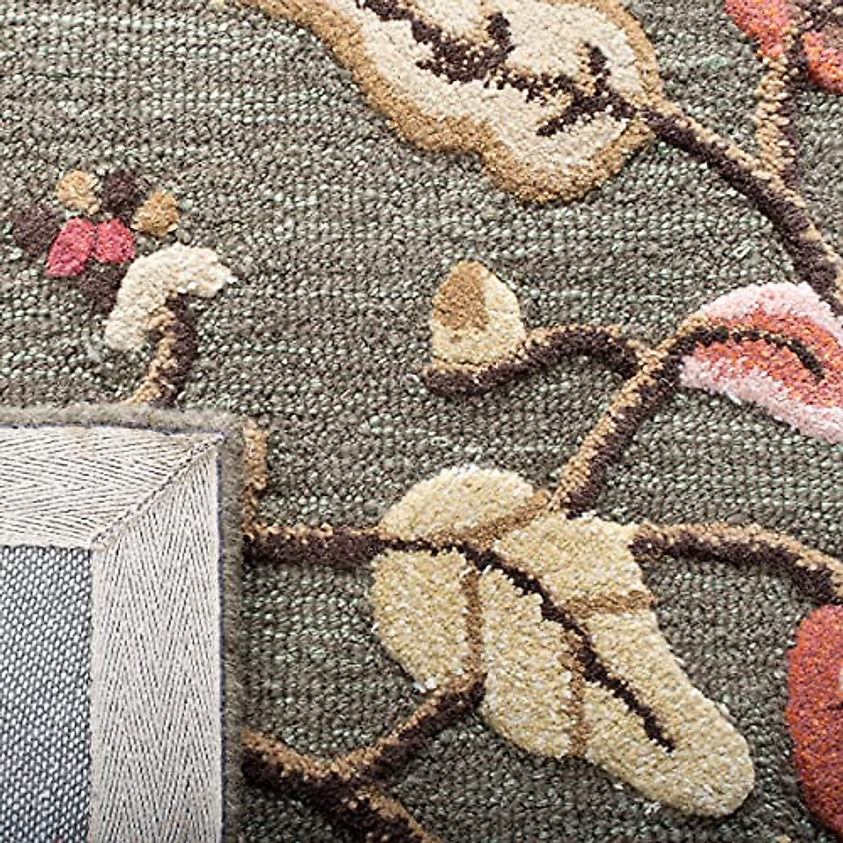 MARTHA STEWART x SAFAVIEH 9' x 12' Francesca Black MSR3611B Handmade Autumn Woods Wool & Viscose Area Rug