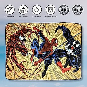 Marvel Spider-Man Maximum Carnage and Venom Flannel Fleece Throw Super Soft Lightweight Fleece Blanket, 45 x 60 Inches