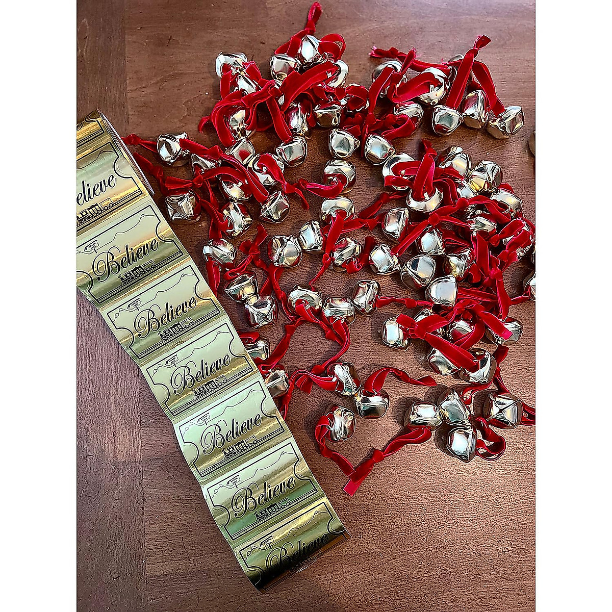 Gold Foil Believe Ticket Sticker Rolls - Jumbo 100 Sticker Roll - Christmas Supplies for Kids