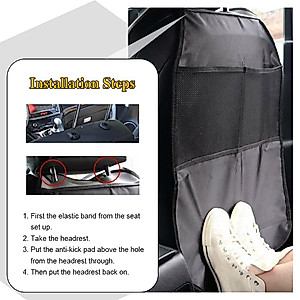 deemars Car Kick Mats for Kids, Kick Mats with Organizer, Kick Mats Back Seat Protector, Vehicle Back Seat Kids Safety Accessories Universal for Car, SUV, Minivan or Truck Seats