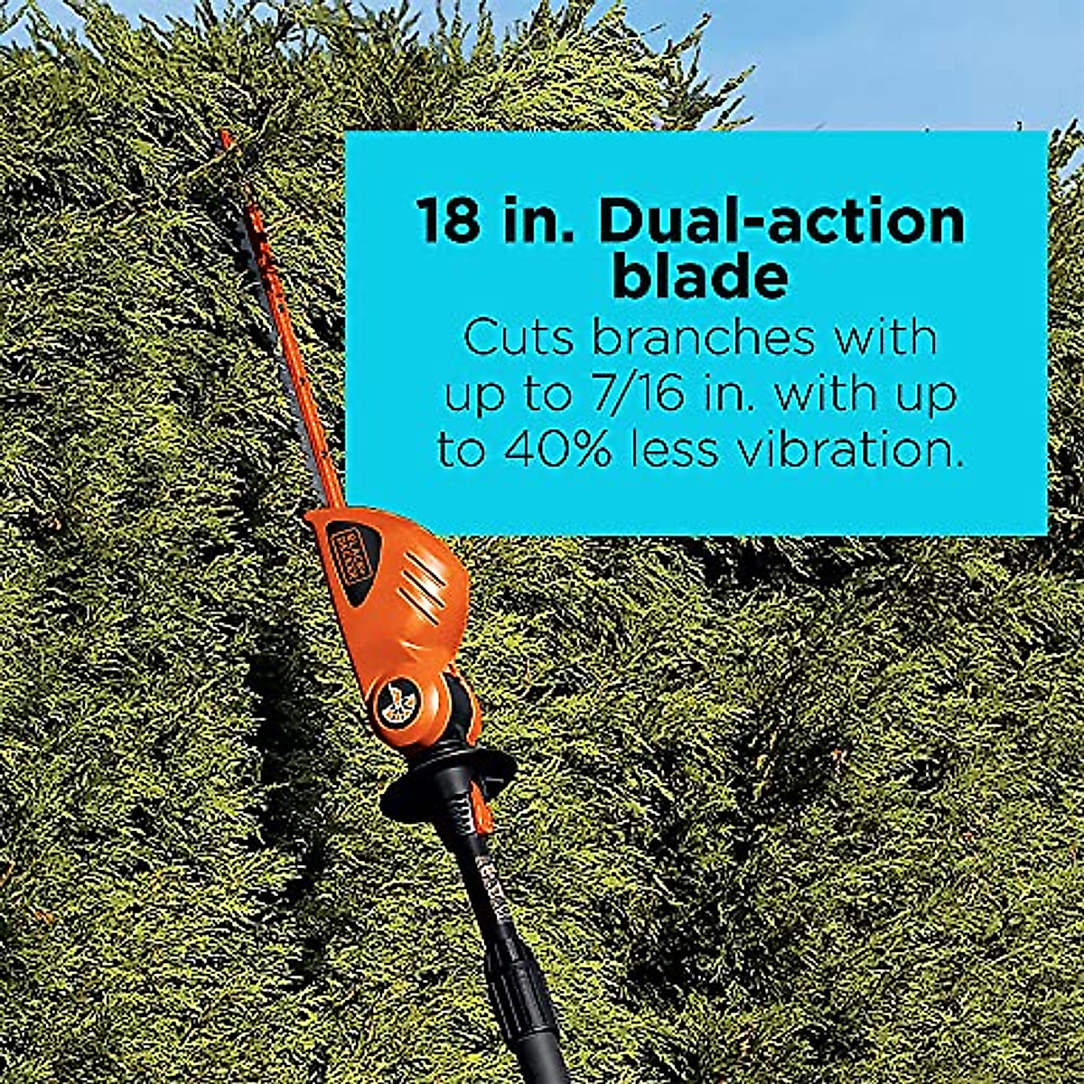 BLACK+DECKER 20V MAX Cordless Pole Hedge Trimmer, 18-Inch (LPHT120)