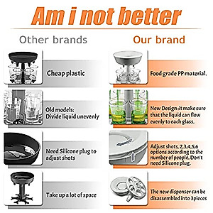 DHDH Sunny 6 Shot Glass dispenser holder,Adjustable Liquid Dispenser,Adjustable shots,6 Acrylic Cups Colorful,Cocktail Dispenser, Suitable for parties,grey