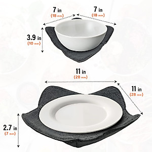 RS Collections 4 Pieces Microwave Bowl or Pot Holders Microwave bowl holder set to keep food warm Heat Resistant Potholder Protector Large Hot Pads Microwave Plate Holder (Gray & Red)
