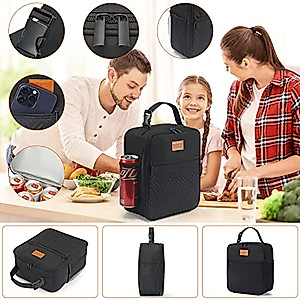 DIRGEE Lunch Box for Men Insulated Lunch Bag for Women Adults Small Lunch Bag for Office Work Lunch Bag For Men - Leakproof Freezable Cooler Bag Reusable Portable Lunch Box (Black)