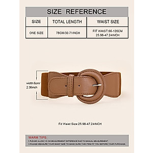 Floerns Women's 2 Piece Simple Pu Leather Casual Wide Dress Jean Belt Set Brown Beige One Size