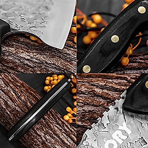 Kitory Cleaver knife, Forged Kitchen Knife, Full-Tang Wood Handle, Hammered Finish for Home & Kitchen Use