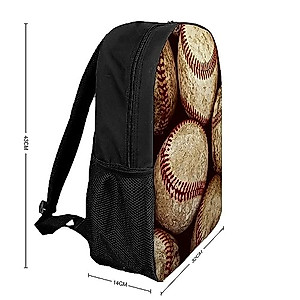 Old Vintage Baseball Travel Backpack Casual 17 Inch Large Daypack Shoulder Bag with Adjustable Shoulder Straps