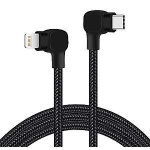 MFi Certified USB C to Lightning Cable 5FT Apple Fast Charger Cable iPhone 90 Degree Charger Cord Durable Braided Data Sync Charging Cable Compatible with iPhone 13/13Pro/12Pro 12 11/XS MAX X(Black)