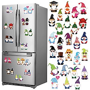 Xuhal 27 Pcs Holiday Magnets Seasonal Gnome Fridge Magnet Easter Patriotic Gnome Locker Decorations Graduation Kitchen Magnets for Refrigerator Magnetic Gnome Stickers for Garage Door Dishwasher Car