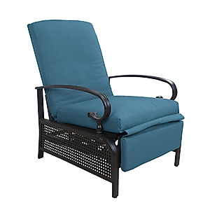 Kozyard Adjustable Outdoor Patio Reclining Lounge Chair - Comfortable Cushioned Recliner Chair with Strong Extendable Metal Frame for Sunbathing, Reading, Relaxation (Aqua)