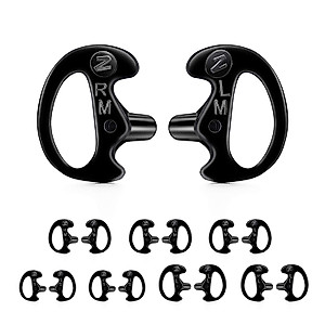 Zeadio 8-Pair Radio Earpiece, Soft Silicone Earmould Earbud Earplug for Walkie Talkie Acoustic Earpiece Headset, Two-Way Radio Coil Tube Audio Kits - Black