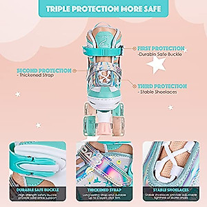 IOKDAD Roller Skates for Kids Girls Boys, 4 Sizes Adjustable Toddler Kids Roller Skates with Light Up Wheels for Indoor and Outdoor