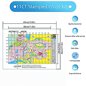 KARMOGSO 3 Pack Stamped Cross Stitch Kits,Sunflower Counted Cross Stitch Kits for Beginners Adults,Full Range of Cross-Stitch Stamped Kits Needlecrafts Arts and Crafts Embroidery for Decor,12"x16"