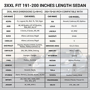 Tecoom Heavy Duty Multiple Layers Car Cover All Weather Waterproof Windproof Reflective Snow Sun Rain Protective Outdoor with Buckles and Belt Fit 191-200 Inches Sedan