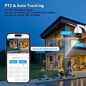 SV3C PTZ Security IP Camera Outdoor, 20X Optical Zoom 5MP Dual Band 2.4G 5GHZ WiFi Home Cameras Support Onvif, RTSP Browser Viewing, Humanoid Detect, Metal Shell Waterproof, 2-way Audio,SD Card Record