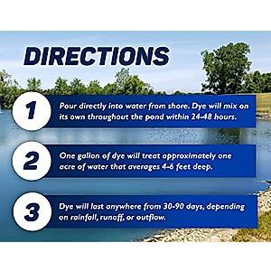 Crystal Blue Lake and Pond Dye - 1 Gallon - Royal Blue Color Treats up to 1 Acre - Clean, Clear & Crystal Blue Water - Environmentally Friendly Pond Dye