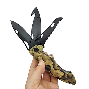 Multifunctional Folding kinfe With hook knife and serrated blade Saw Wire Cutter Multi Tool Sheath Survival knife Utility EDC Tactical Camping Fishing Hiking EDC tool Excellent Gift