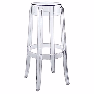 Modway Casper Modern Acrylic Bar Stool in Clear - Fully Assembled