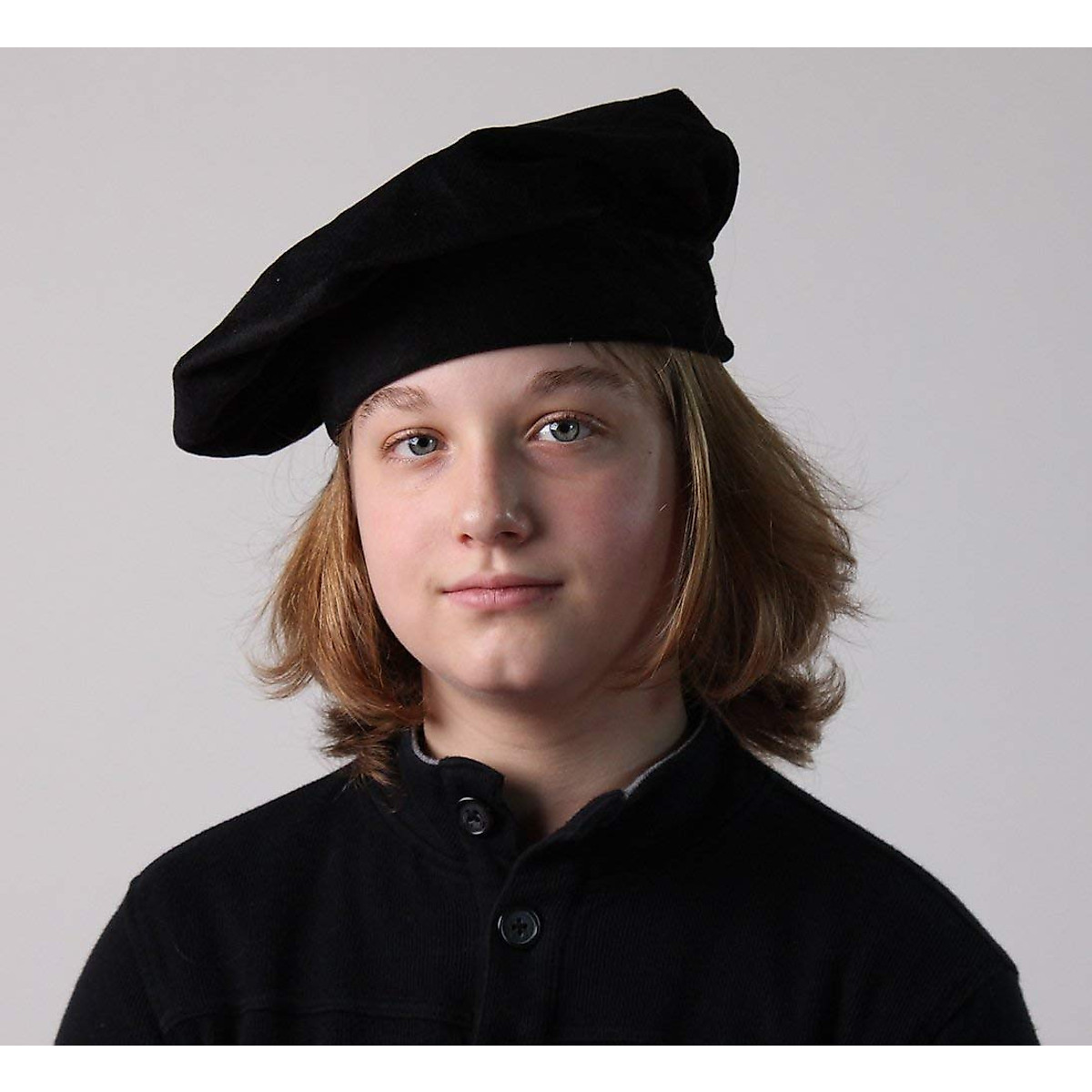 Making Believe Renaissance Black Beret for Men - Costume Accessory - Peasant Style - Military Costume Hats for Men - Adult 23-24" Circumference