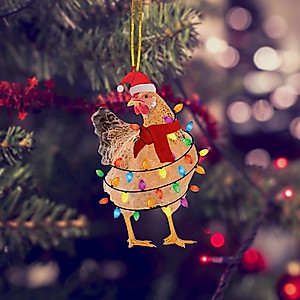 QAZIUY Christmas Wood Hanging Ornaments Funny Hanging Ornaments Clearance Christmas Chicken Acrylic Decorations 2024 Scarf Chicken Christmas Decorations Pendant