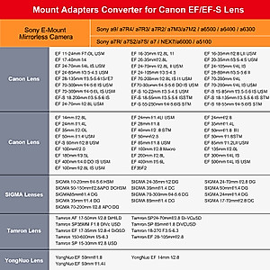 GEORDGY EF/EF-S Lens Mount Adapter Compatible with Canon EF/EF-S Lens for Sony E Mount Mirrorless Cameras Series A9 A7R5 A7R4 A7R3 A7R2 A7R4A A7M3 A7M2 A7R A7S A7 A7C Auto-Focus Lens Converters Ring
