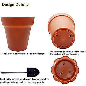 PURPLE STAR 1N 30 Pack Cupcake Plant Nursery Pots with Humidity Dome-Small Plastic Flower Pots with Saucers and Shovel for Indoor Outdoor Seedling Succulent Vegetable