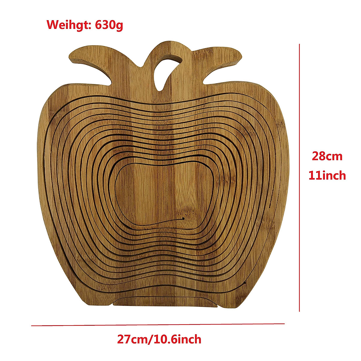 Kamay's 11X10.6 Inch Bamboo Fruit Bowl Collapsible Basket For Fruit Egg Bread Fruit Dried Fruit Folding Fruit Basket Multifunction Heat Resistant Bamboo Trivets Pot Mat Hot Pan Pads (Tomato shaped)