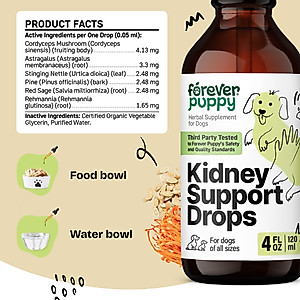 Kidney Support for Dogs - Kidney Health Drops w/Cordyceps Mushroom & Stinging Nettle Leaf - Liquid Alternative to Kidney Dog Treats - Natural Dog Food Supplements for Kidney Care - 4 oz