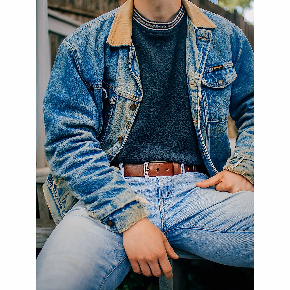 KEECOW Men's 100% Italian Cow Leather Belt Men With Anti-Scratch Buckle,Packed in a Box (1001-brown, 115cm (Pant Size:34-38))