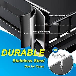 Solidhouse Under Sink Organizer, 2-Tier Under Kitchen Bathroom Sink Organizer and Storage, No Drilling Rustproof Stainless Steel Pull Out Shelf for Kitchen Bathroom (Black)