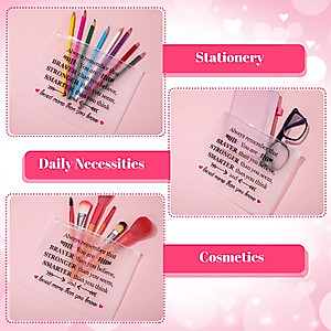 Reginary 50 Pcs Inspirational Gifts Bulk for Women Cosmetic Bag EVA You Are Braver Awesome Makeup Bag Mini Toiletry Packet with Zipper Encouragement Birthday Graduation Gift(You Are Braver)