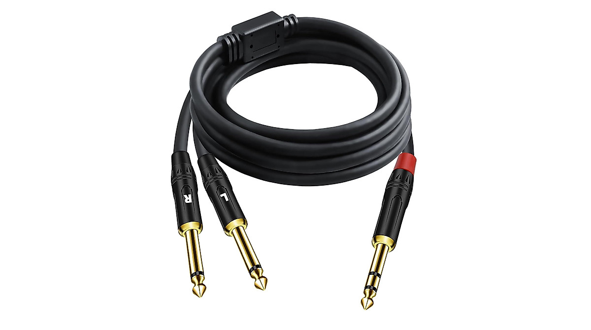 1/4 Inch TRS Stereo Y Splitter Cable for High-Quality Audio