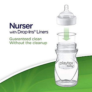 Playtex Baby Nurser Bottle Gift Set, with Pre-Sterilized Disposable Drop-Ins Liners, Closer to Breastfeeding