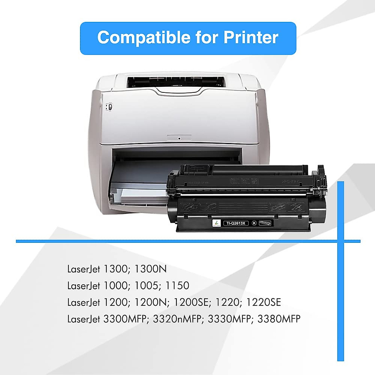 TRUE IMAGE Compatible Toner Cartridge Replacement for HP 13X 15A 15X 13A Q2613X C7115X C7115A Q2613A for Laserjet 1200 1300 1300n 3380 3300 1000 1220 3320 3330 Printer Ink (Black, 1-Pack)