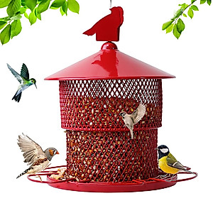 Metal Bird Feeders for Outdoors Hanging, Squirrel Proof Bird Feeder, 4 Lbs Large Capacity, Heavy Duty, 6 Perches, Supports Cardinals, Finch, Blue Jay,Sparrows and Outside Wild Birds