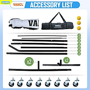 VANCL Badminton Pickleball Net with Wheels Movable, Deluxe Heavy Duty Pickleball Net System 22 Feet Pickleball Net for Driveway, Adjustable Strong Nylon Net Pickleball Net Portable Outdoor