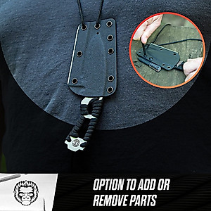 D2 Damascus Steel Survival Knife Gift Set and EDC D2 Paracord Neck Knife Bundle