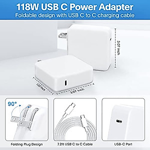 Mac Book Pro Charger - 118W USB C Charger Fast Charger for USB C Port MacBook pro/Air, ipad Pro, Samsung Galaxy and All USB C Device, Include Charge Cable（7.2ft/2.2m）