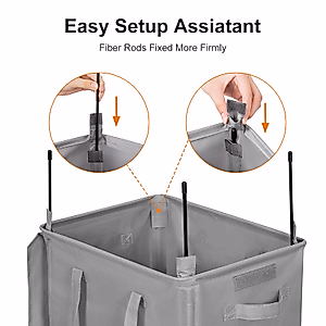 WOWLIVE 2-Pack Laundry Hamper with Lid,Double Tall Laundry Basket with Extended Handles (90L) Set of 2 Dirty Clothes Hamper Collapsible Laundry Organizer for Dorm Room (Grey)