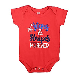 Unique Baby Unisex Stars Stripes 4th of July Clothes Set Outfit (6M, Red)