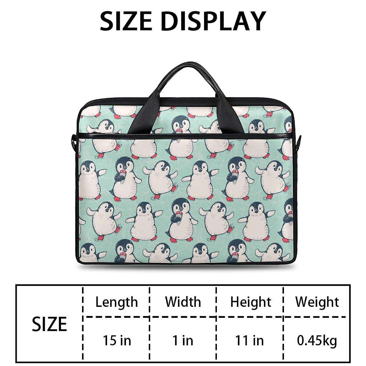 Cute Cartoon Penguins Laptop Computer Bag Waterproof Shoulder Messenger Bag 13-15 inch Durable Laptop Tote Bag with Shoulder Strap Handle Lightweight Crossbody Briefcase