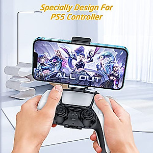 WixGear PS5 Controller Phone Mount Clip, Mobile Gaming Clip CellPhone Stand Holder Replacement for Playstation 5 Dualsense Controller Remote Play