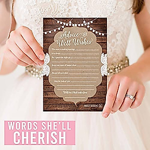 50 Rustic Wedding Advice Cards - Wedding Card Boxes For Reception, Wedding Guest Book Alternative, Advice Cards For Bride and Groom, Bridal Shower Games For Guests, Advice For the Bride Wedding Games