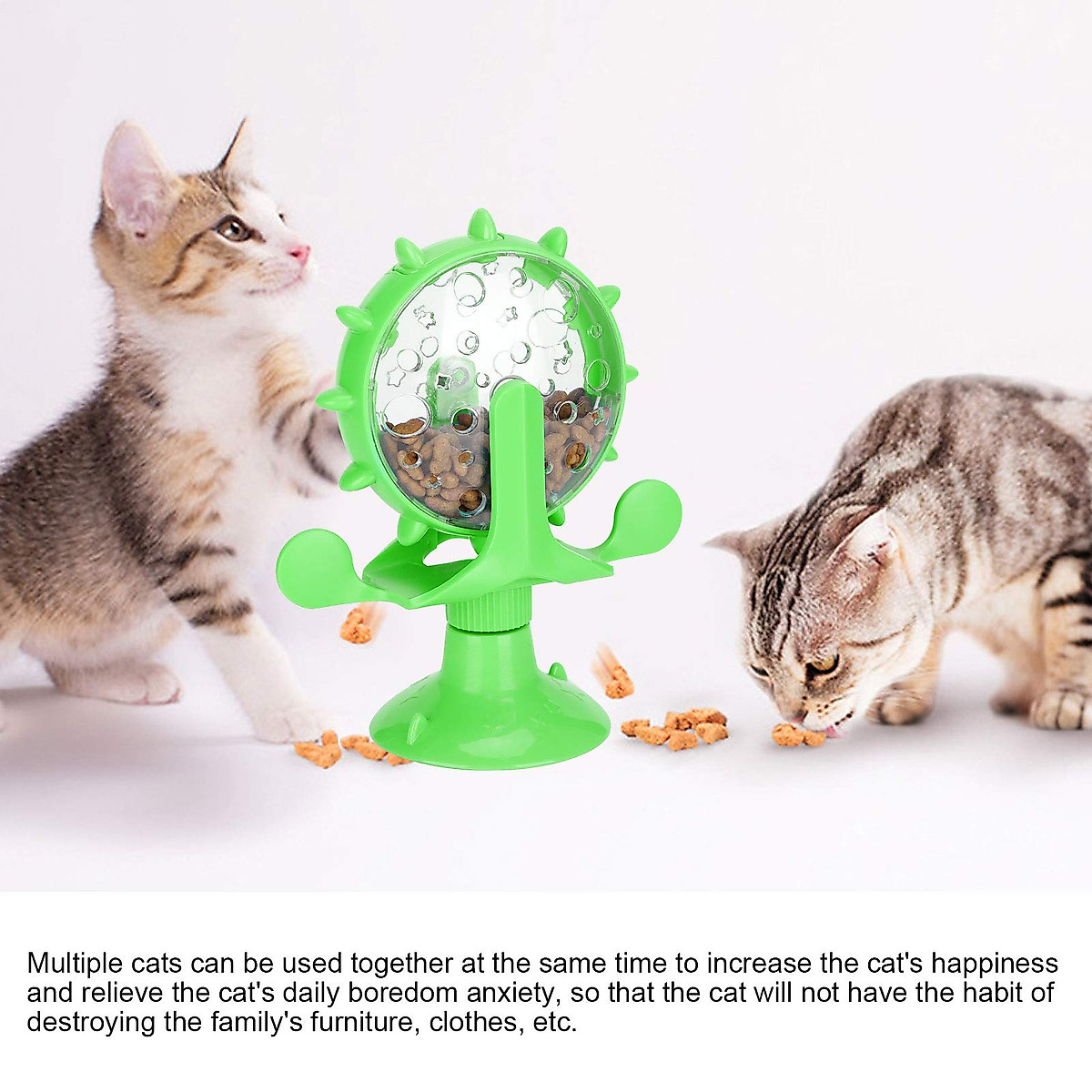 Pet Toy, Rotation Cat Puzzle Toy Food Leakage Pet Cat Leaking Toy Interactive Cat Toys Pet Toy, Ferris Wheel Food Dispensing Pet Slow Feeder Toy with Automatic 360° Turntable for Pet Trainer (Green)