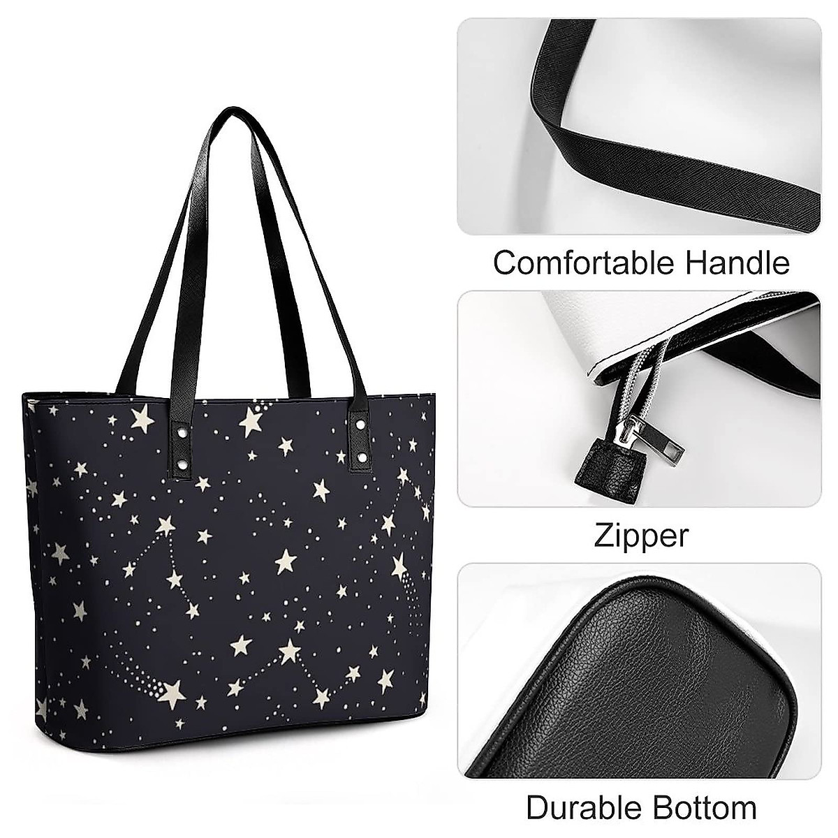 Womens Handbag Constellations Leather Tote Bag Top Handle Satchel Bags For Lady