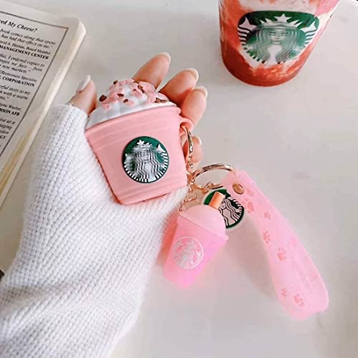 3D Cute Funny Cool Kawaii Fashion Ice Cream Cup for Airpods 2 & 1 Charging Case Pink