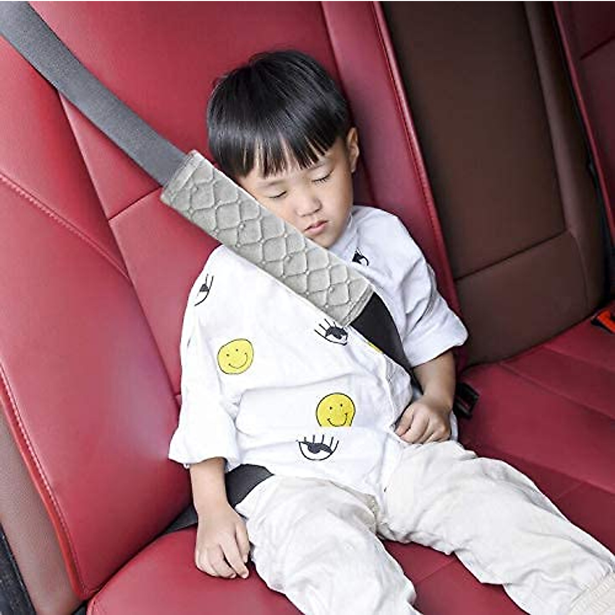 Angzhili 2 Pcs Car Seat Strap Covers,Soft Car Seat Belt Cushions,Automotive Seat Belt Pads for Adults and Children (Gray)
