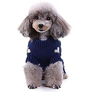 Dog Sweaters Turtleneck Small Dog Sweater Knitwear Cute Dog Clothes Pullover Warm Pet Sweater with Cute Yarn Decors, Classic Winter Pet Coat Knit Clothes for Cold Weather Ideal Gift for Pet