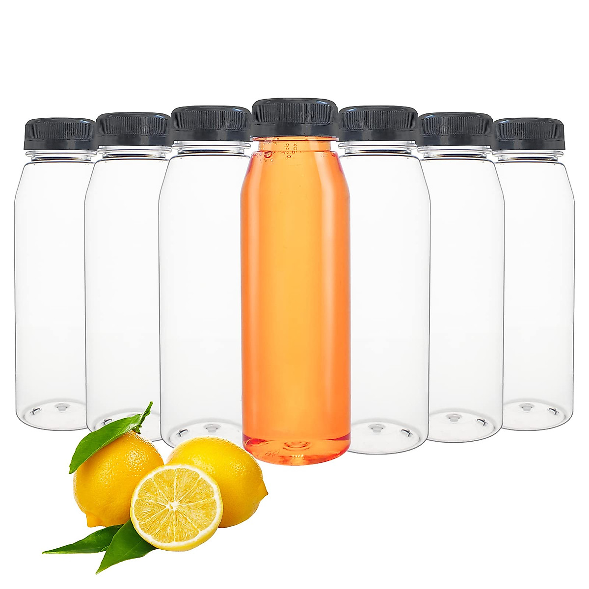zmybcpack 24 Pack 8oz (250 ml) Clear PET Plastic Juice Bottles with Caps - Bulk Beverage Containers with Tamper Evident Lids- Plastic Smoothie Bottles for Juice, Milk, Homemade Beverage